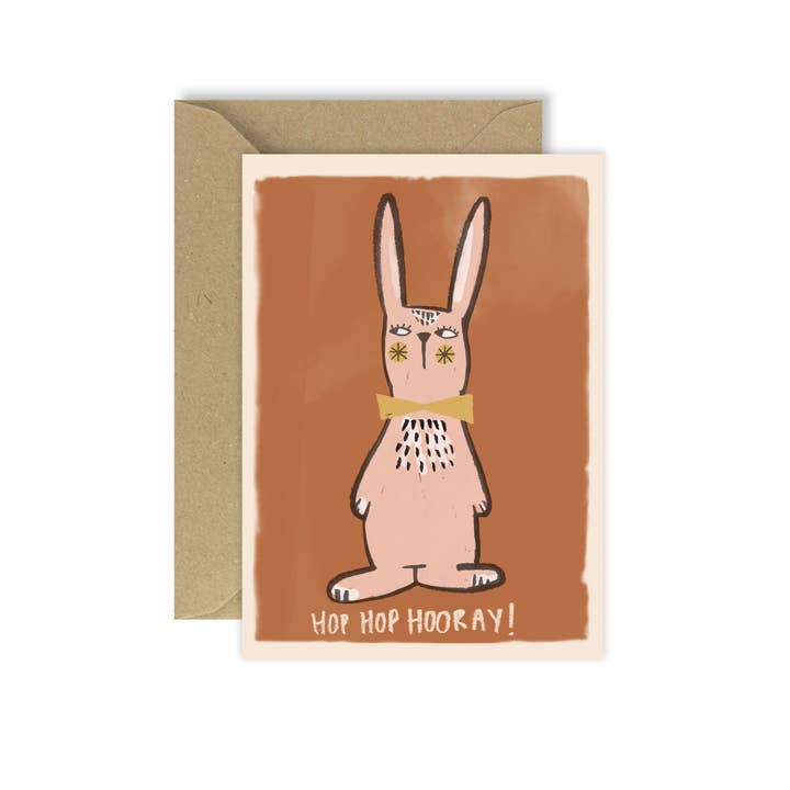 Greeting Postcard | Hop Hop Hooray Bunny – littlewhimsy