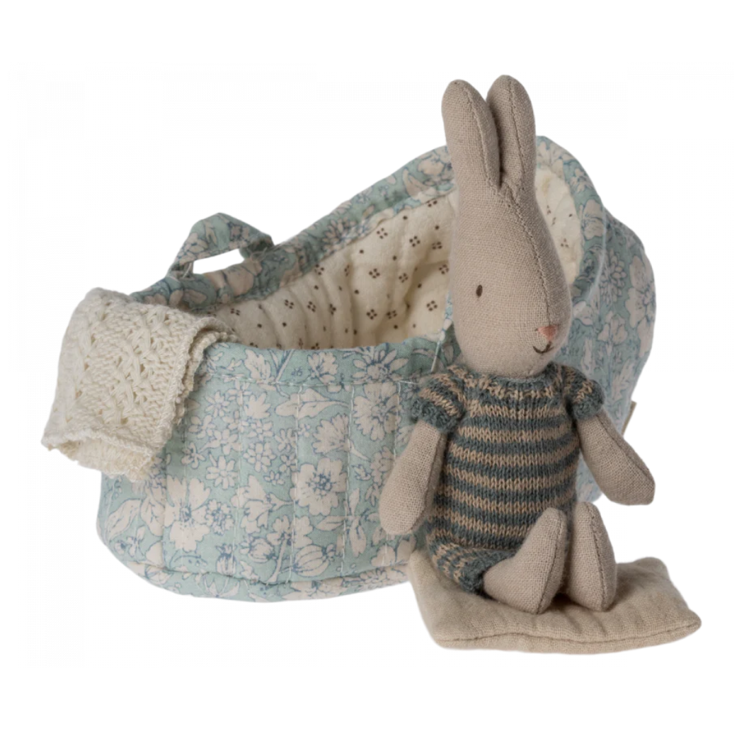 Maileg Rabbit Micro - In Carry Cot | BLUE Assorted – littlewhimsy
