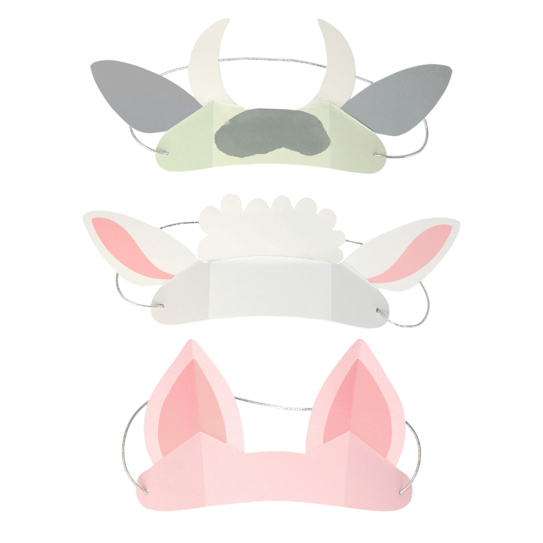 Meri Meri Party Hats | On The Farm Animal Ears 8 Pack – littlewhimsy