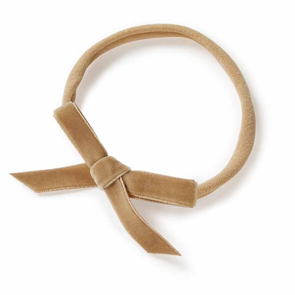Velvet Mini Bow - Pebble – littlewhimsy
