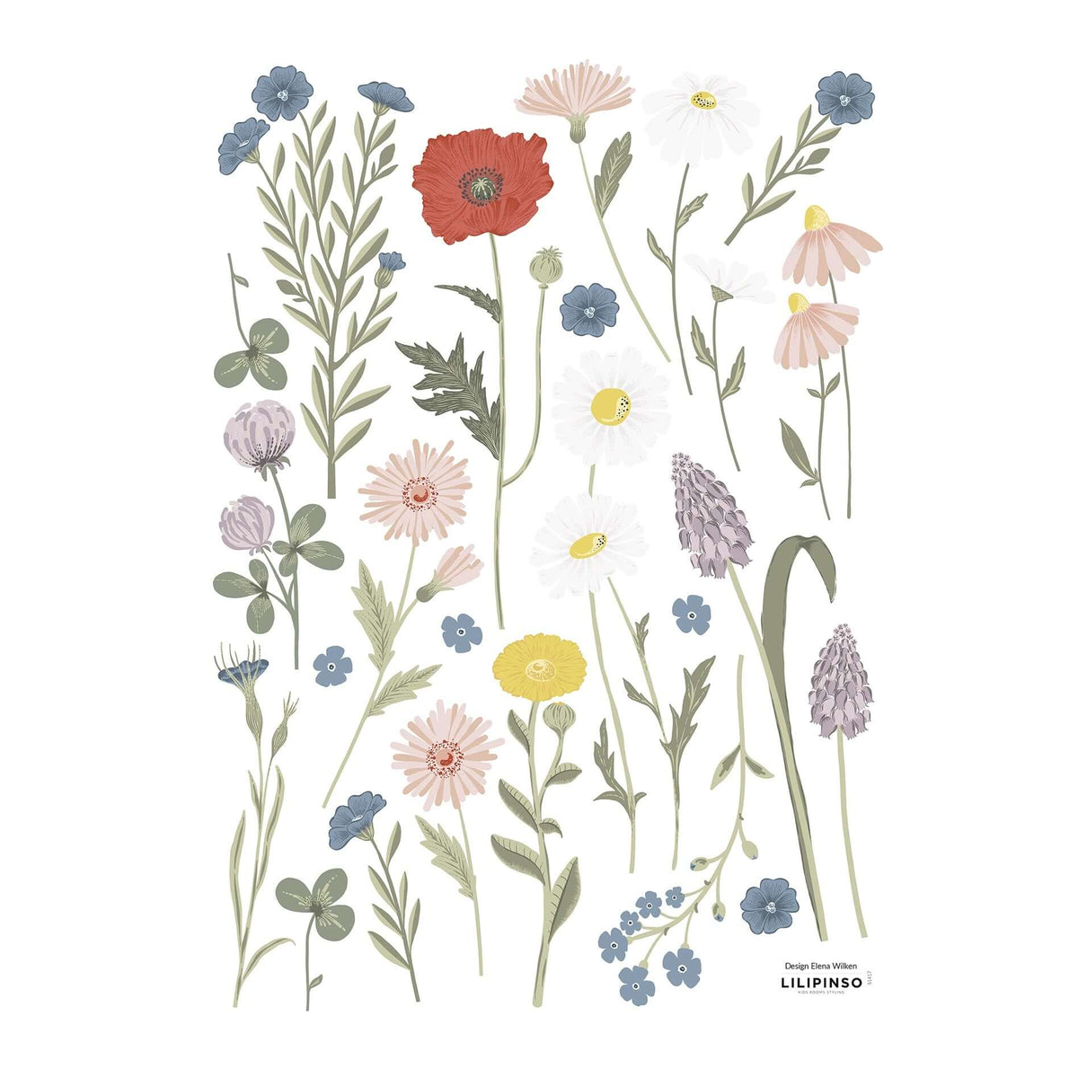 Countryside | Wall Decals Cornflower + Poppy – littlewhimsy
