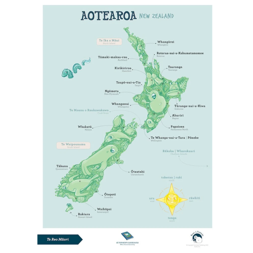 Te Reo Māori - New Zealand A3 Wall Poster – littlewhimsy